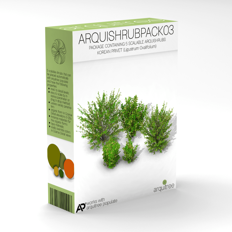 Revit real plants families - hedges, shrubs, ivies, flowers & grass